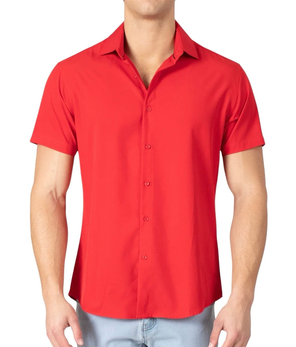232117 Red Button Up Short Sleeve. – Brazil in Miami