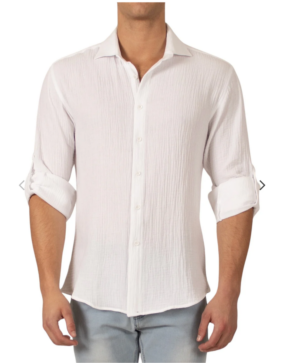 232275 - White Buttom Up Long Sleeve Dress Shirt. – Brazil in Miami